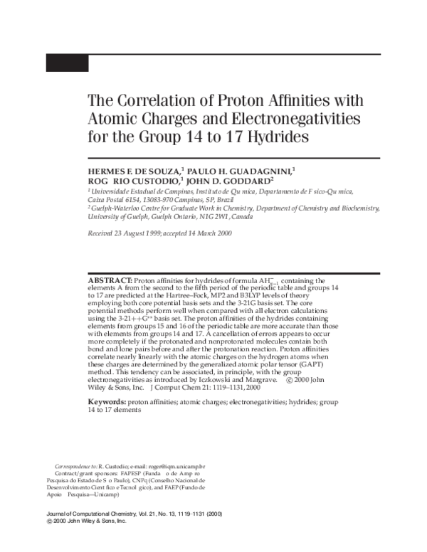 (PDF) The correlation of proton affinities with atomic charges and ...