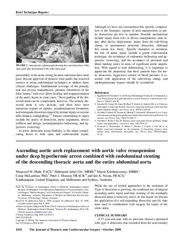 (PDF) Ascending aortic arch replacement with aortic valve resuspension ...