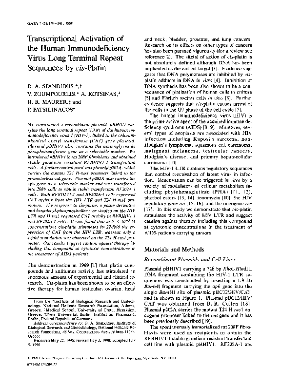 (PDF) Transcriptional activation of the human immunodeficiency virus ...