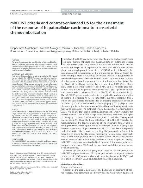 (PDF) mRECIST criteria and contrast-enhanced US for the assessment of ...