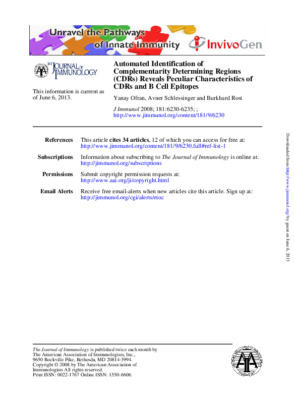 (PDF) Automated identification of complementarity determining regions ...
