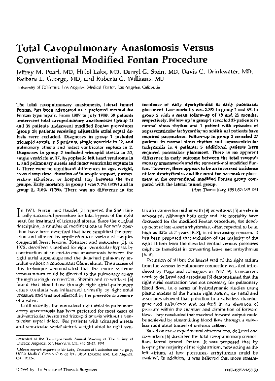 (PDF) Total cavopulmonary anastomosis versus conventional modified ...