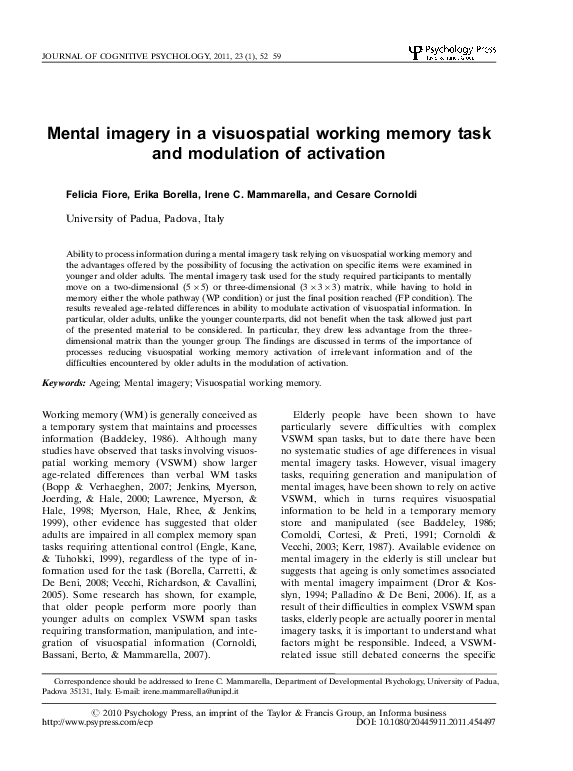 (PDF) Mental imagery in a visuospatial working memory task and ...