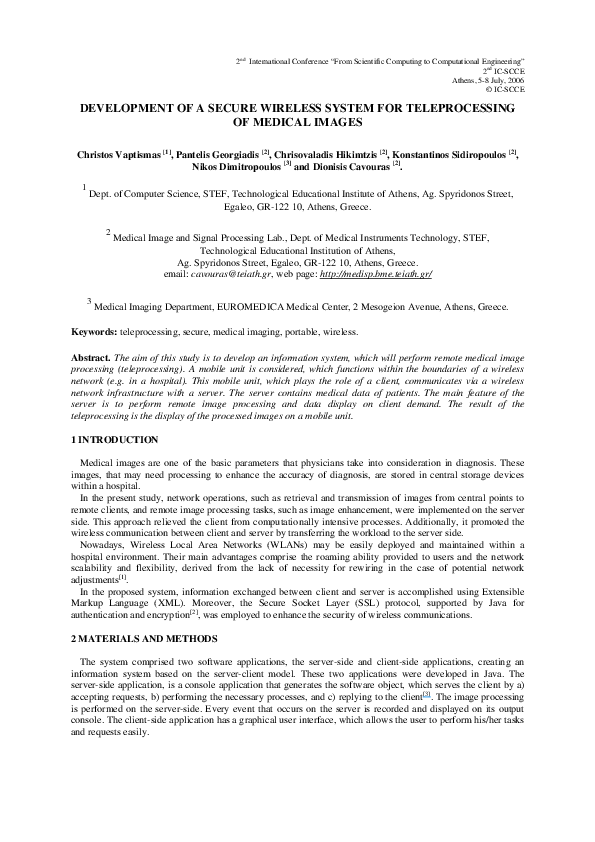 (PDF) DEVELOPMENT OF A SECURE WIRELESS SYSTEM FOR TELEPROCESSING OF ...