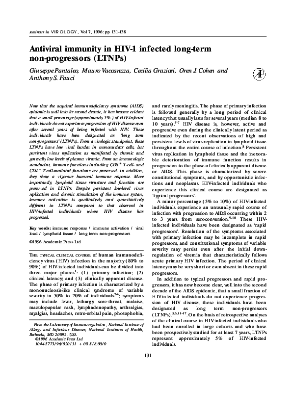 (PDF) Antiviral immunity in HIV-1 infected long-term non-progressors ...