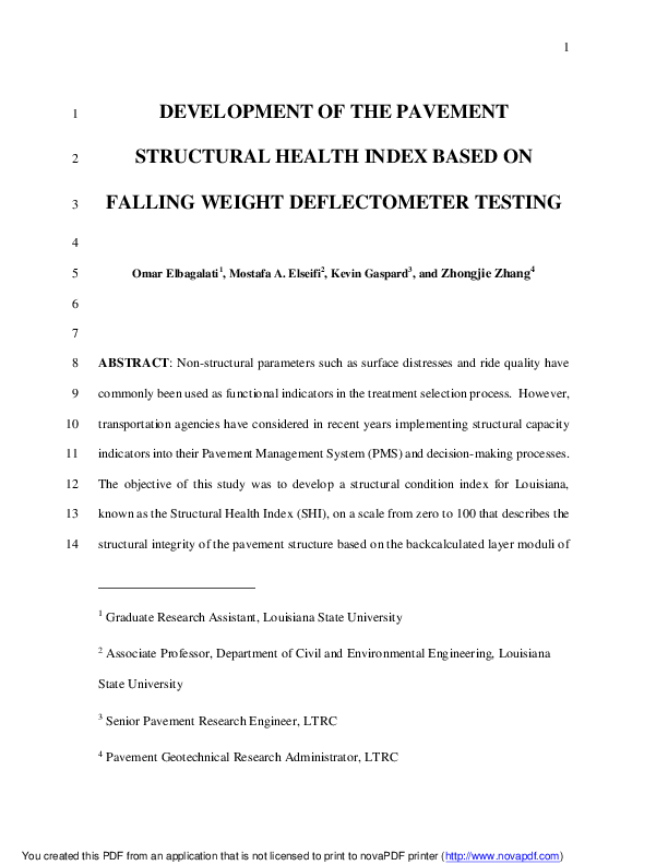 (PDF) DEVELOPMENT OF THE PAVEMENT STRUCTURAL HEALTH INDEX BASED ON FALLING WEIGHT DEFLECTOMETER ...