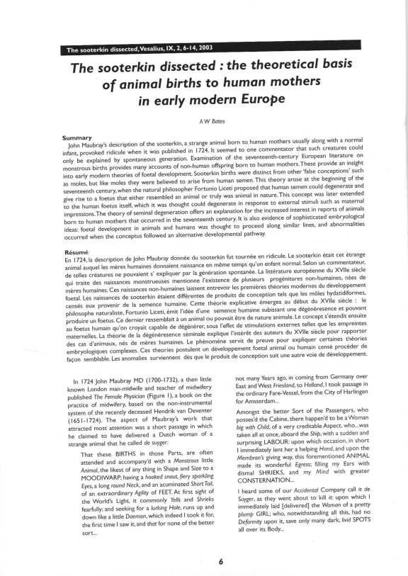 (PDF) The sooterkin dissected: the theoretical basis of animal births ...