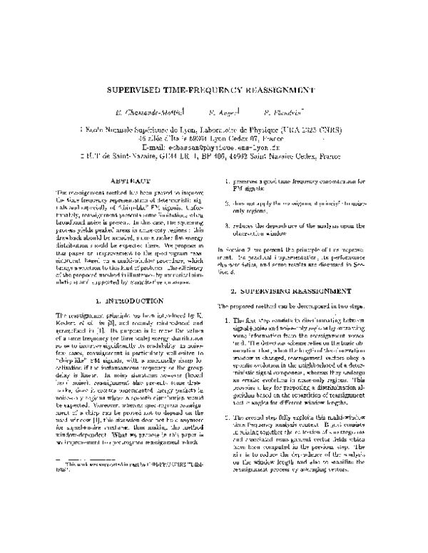 (PDF) Supervised time-frequency reassignment