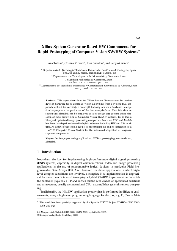 (PDF) Xilinx system generator based HW components for rapid prototyping of computer vision SW/HW ...