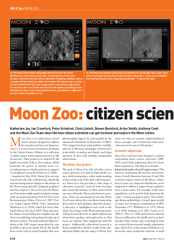 (PDF) Moon Zoo: citizen science in lunar exploration