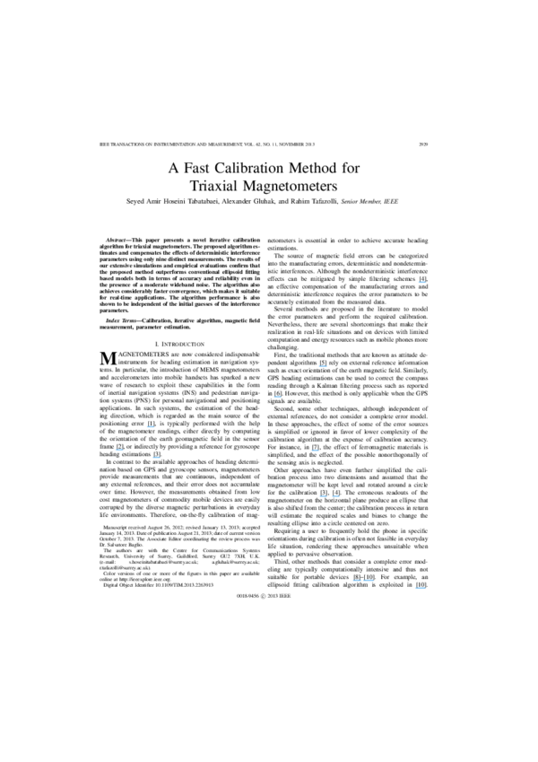 (PDF) A Fast Calibration Method for Triaxial Magnetometers