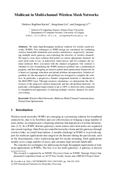 (PDF) Multicast in Multichannel Wireless Mesh Networks