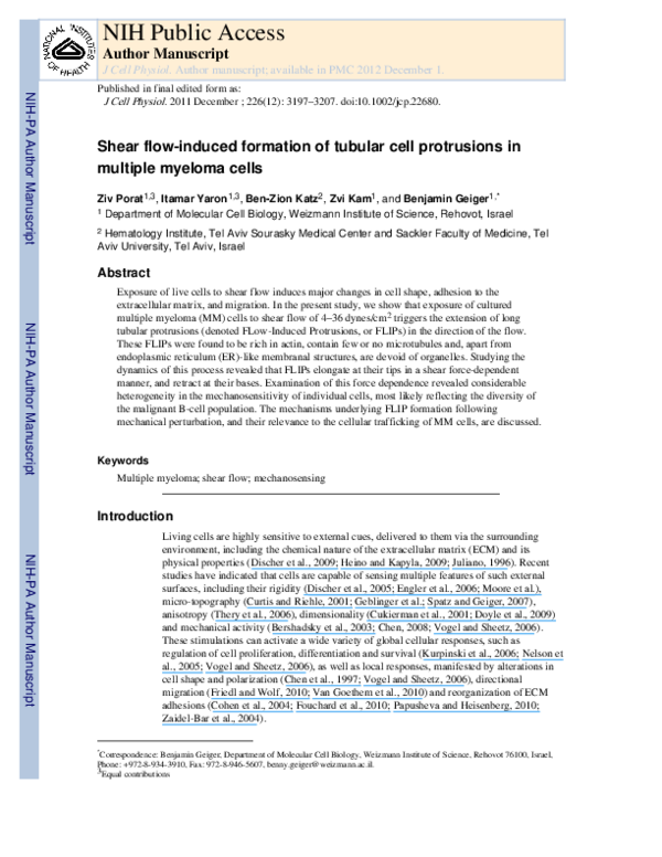 (PDF) Shear flow-induced formation of tubular cell protrusions in ...