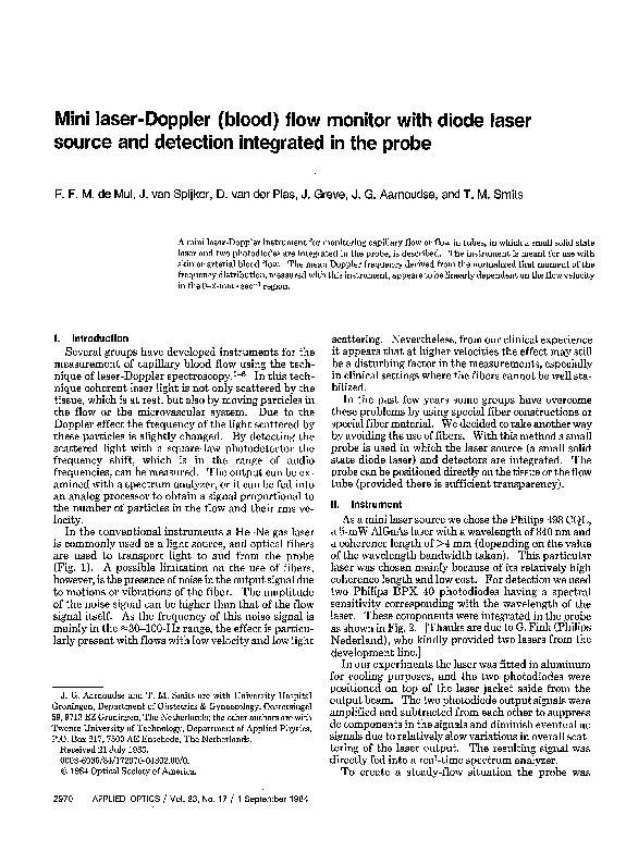 (PDF) Mini laser-Doppler (blood) flow monitor with diode laser source ...