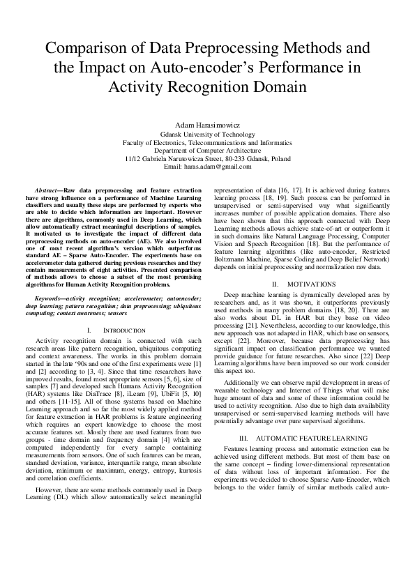 (PDF) Comparison of Data Preprocessing Methods and the Impact on Auto-encoder's Performance in ...