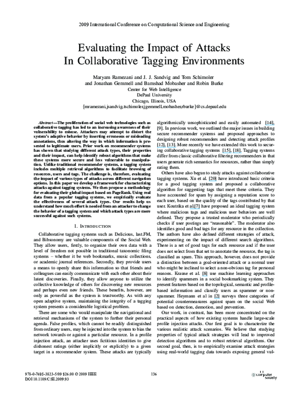 (PDF) Evaluating the Impact of Attacks in Collaborative Tagging ...
