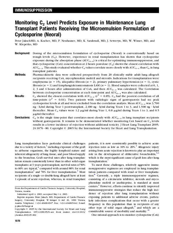 (PDF) Monitoring C2 Level Predicts Exposure in Maintenance Lung ...