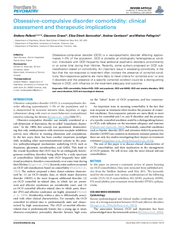 (PDF) Obsessive–Compulsive Disorder Comorbidity: Clinical Assessment ...