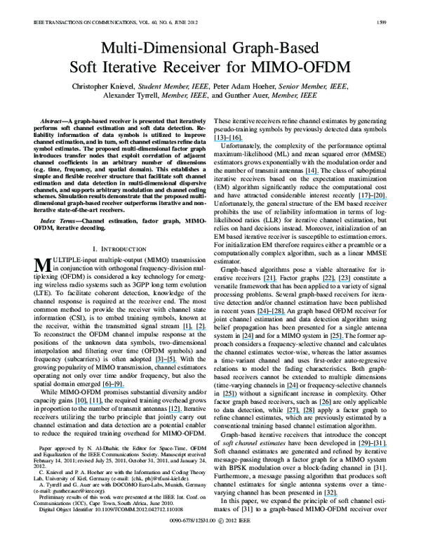 Pdf Multidimensional Graph Based Soft Iterative Receiver For Mimo Ofdm