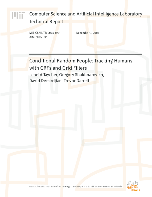 (PDF) Conditional Random People: Tracking Humans with CRFs and Grid Filters