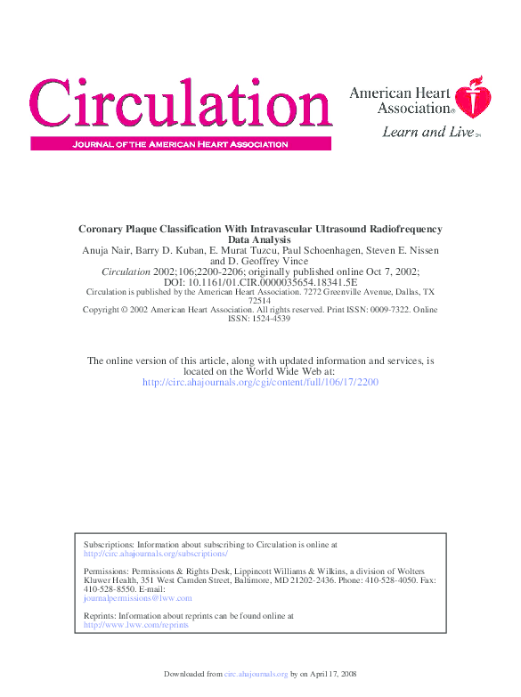 (PDF) Coronary Plaque Classification With Intravascular Ultrasound ...