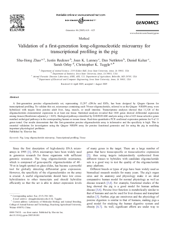 (PDF) Validation of a first-generation long-oligonucleotide microarray for transcriptional ...
