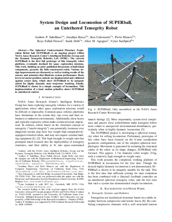 (PDF) Hardware Design and Testing of SUPERball, a Modular Tensegrity Robot