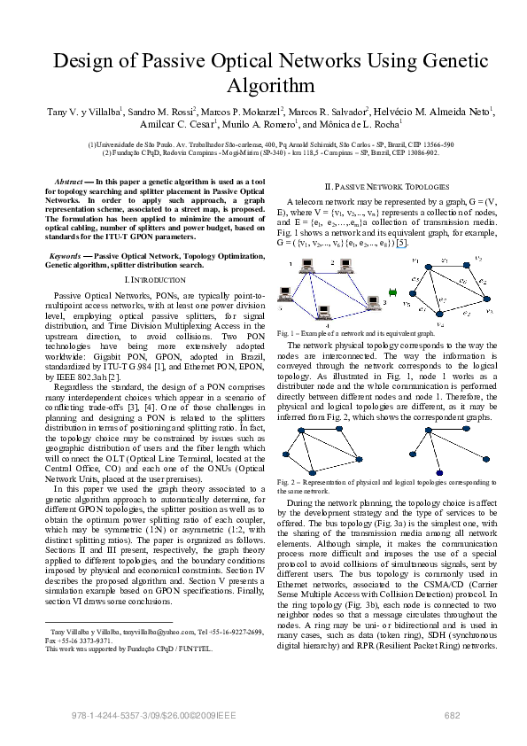 (PDF) Design of Passive Optical Networks using Genetic algorithm