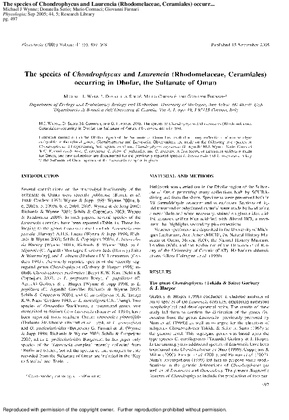 (PDF) The species of Chondrophycus and Laurencia (Rhodomelaceae ...