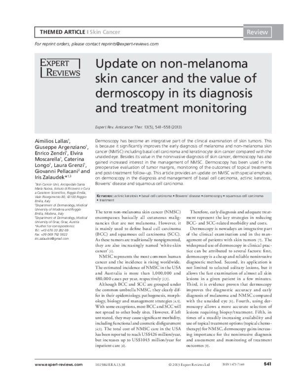 (PDF) Update on non-melanoma skin cancer and the value of dermoscopy in ...