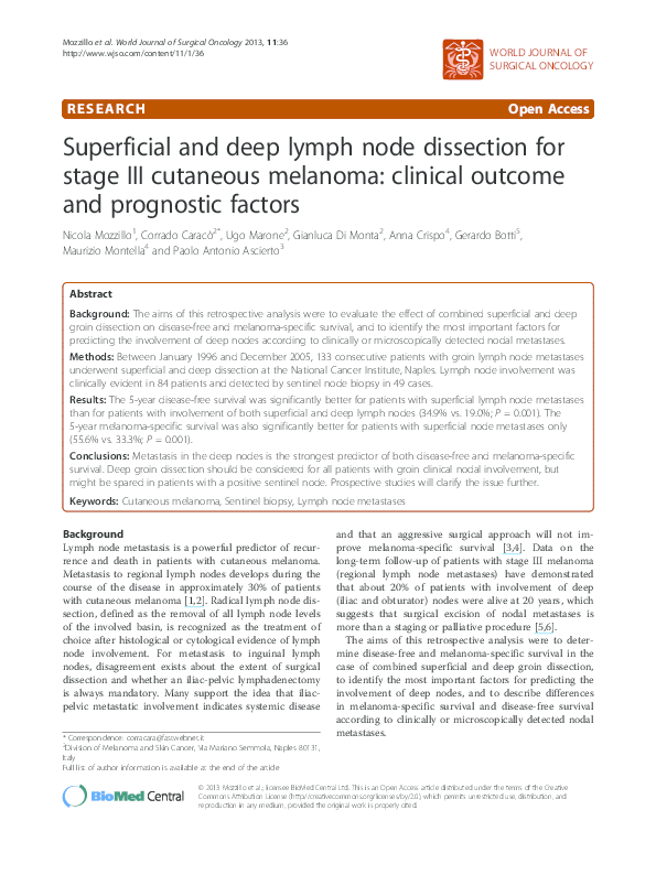 (PDF) Superficial and deep lymph node dissection for stage III ...
