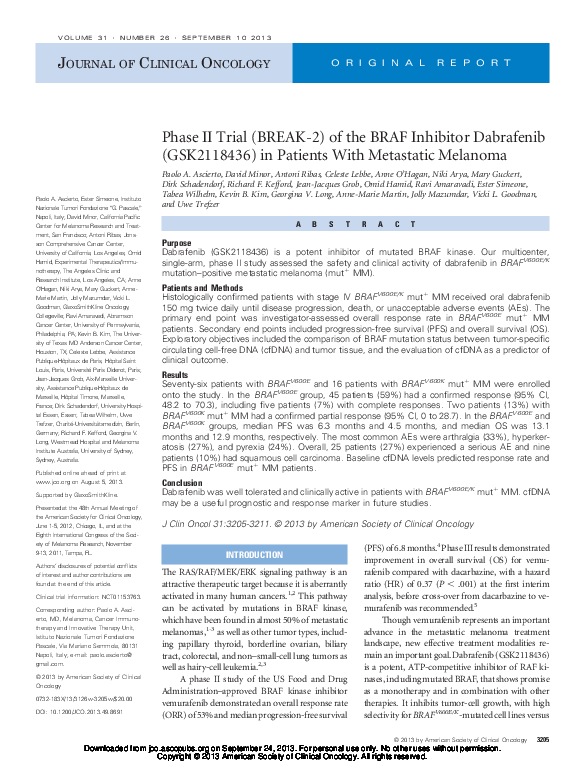 (PDF) Phase II Trial (BREAK-2) of the BRAF Inhibitor Dabrafenib ...