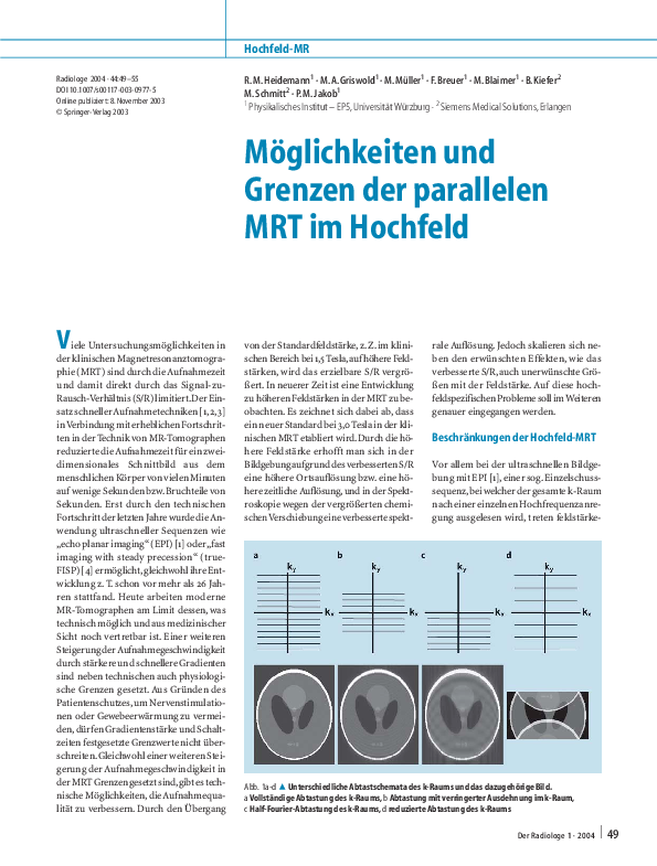 (PDF) M glichkeiten und Grenzen der parallelen MRT im Hochfeld