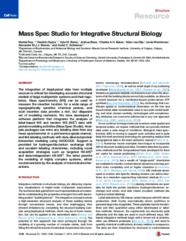 (PDF) Mass Spec Studio for Integrative Structural Biology