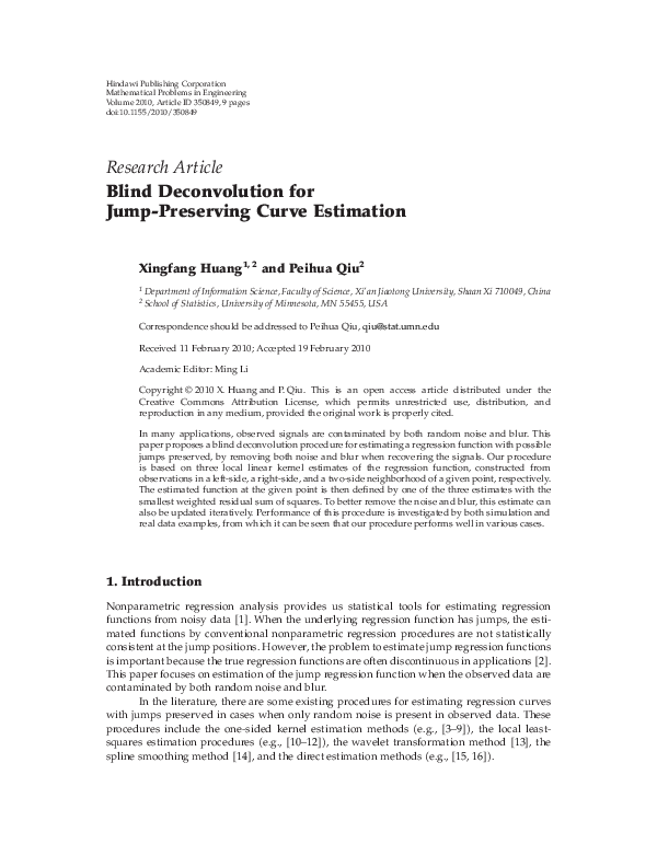 (PDF) Blind Deconvolution for Jump-Preserving Curve Estimation