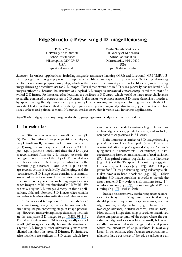 (PDF) Edge structure preserving image denoising