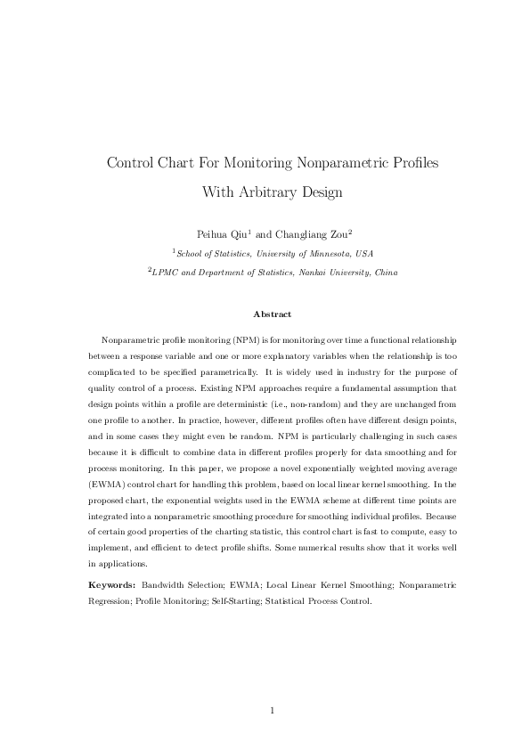 Pdf Control Chart For Monitoring Nonparametric Profiles With
