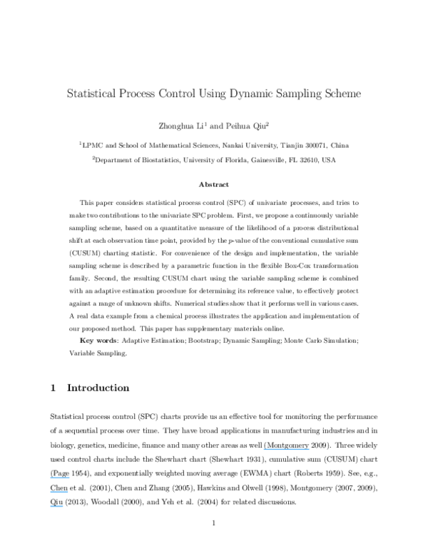 (PDF) Statistical Process Control Using a Dynamic Sampling Scheme