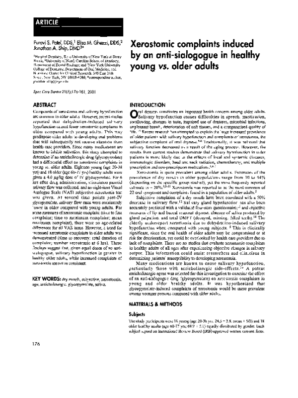 (PDF) Xerostomic complaints induced by an anti-sialogogue in healthy ...