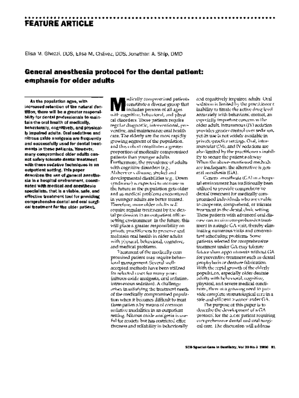 (PDF) General anesthesia protocol for the dental patient: emphasis for ...