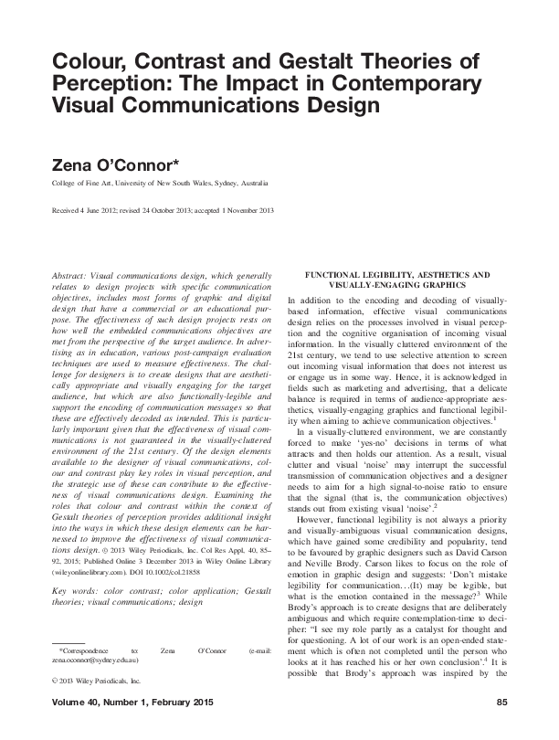 (PDF) 'Colour, contrast and Gestalt theories of perception: The impact ...