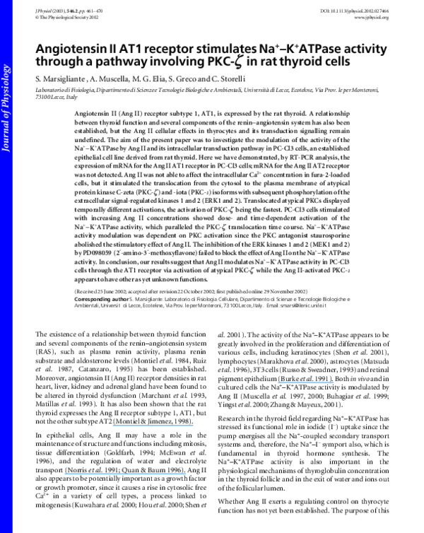 (PDF) Angiotensin II AT1 receptor stimulates Na+-K+ ATPase activity ...