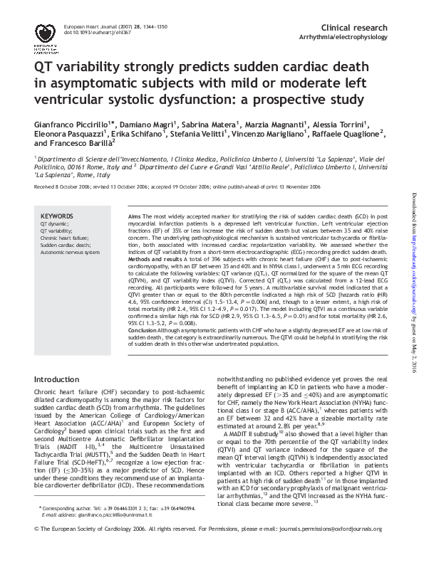 (PDF) QT variability strongly predicts sudden cardiac death in ...