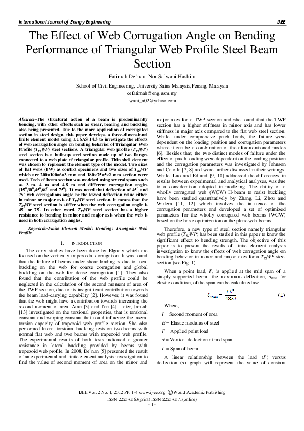 (PDF) The effect of web corrugation angle on bending performance of ...