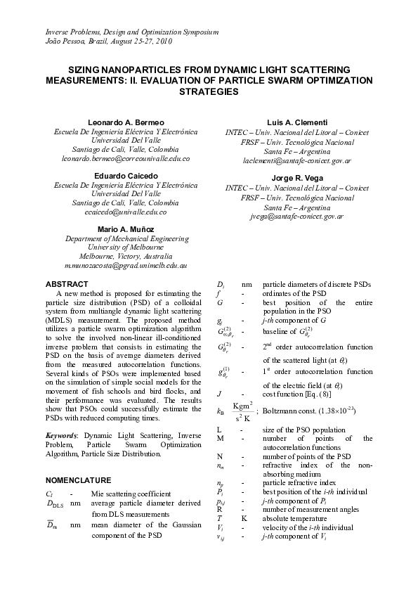 (PDF) Sizing nanoparticles from dynamic light scattering measurements: II. Evaluation of ...
