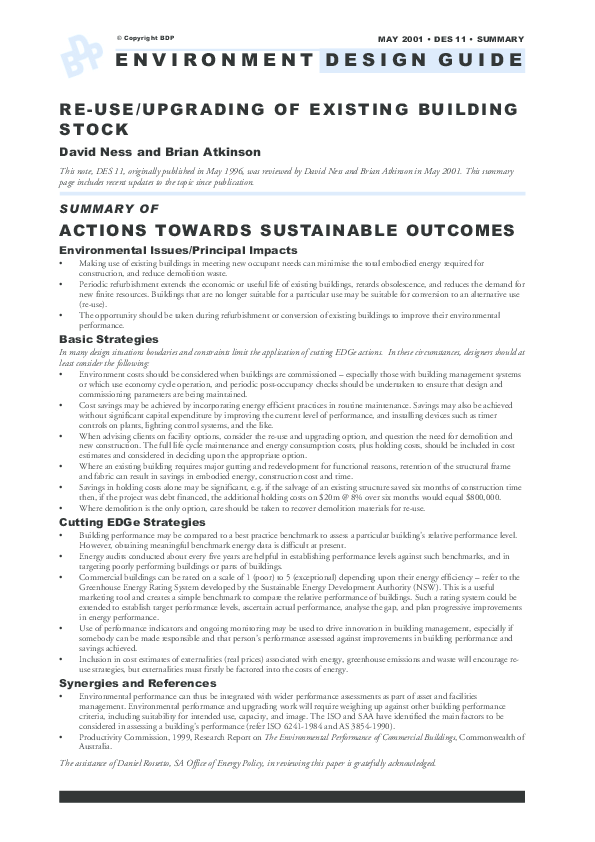 (PDF) Re-use/upgrading of existing building stock