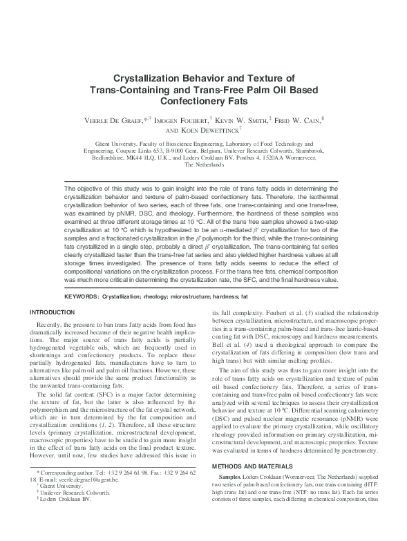 (PDF) Crystallization Behavior and Texture of Trans-Containing and ...