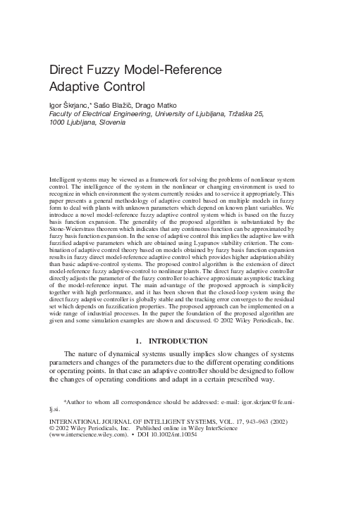 (PDF) Direct fuzzy model-reference adaptive control