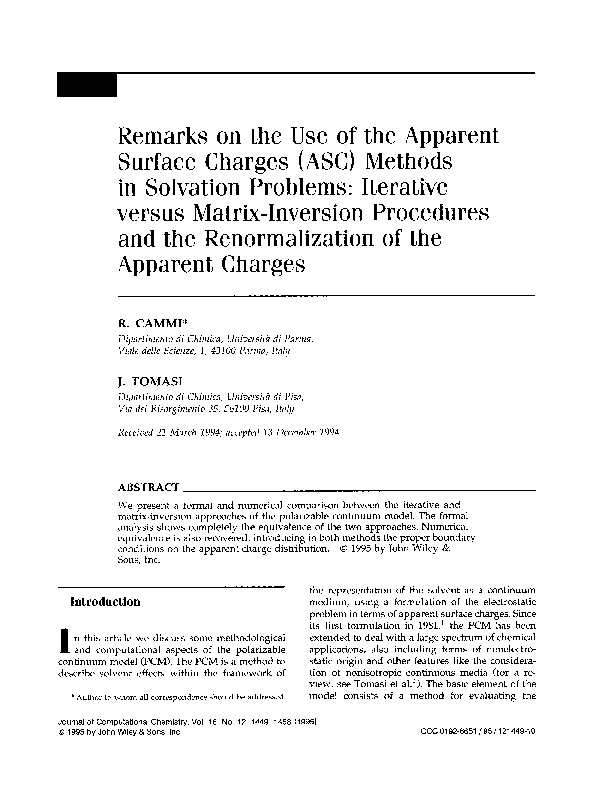 (PDF) Remarks on the use of the apparent surface charges (ASC) methods ...