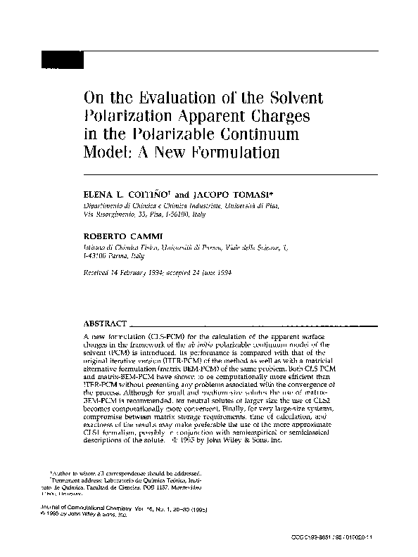 (PDF) On the evaluation of the solvent polarization apparent charges in ...